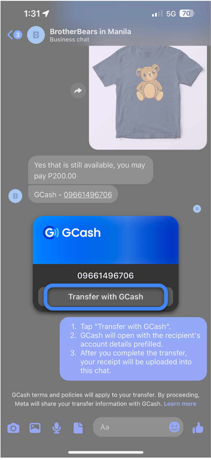 How to send money from FB Messenger using GCash – GCash Help Center